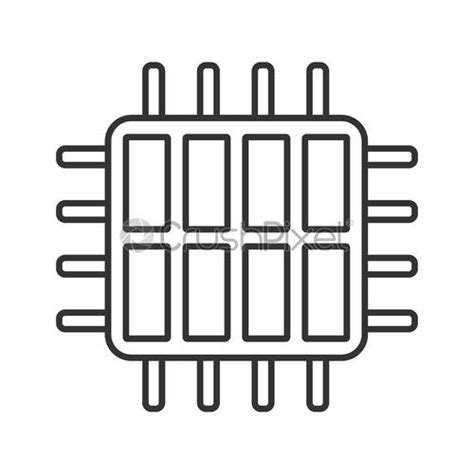Icono lineal del procesador de núcleo de Octa vector de stock Crushpixel