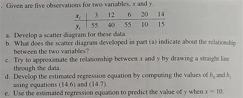 Solved Xi Given Are Five Observations For Two Variables X