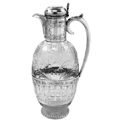Antique Victorian Silver And Cut Glass Claret Jug Wine Decanter 1895