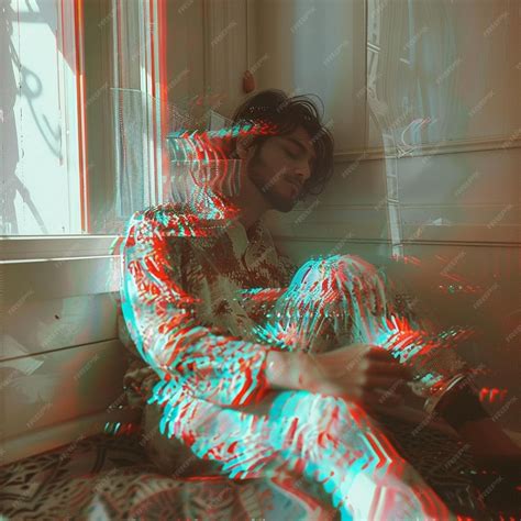 Sitting By The Window A Persons Distorted Image Captures A Moment Of