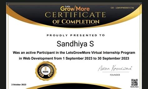 Sandhiya S On Linkedin Letsgrowmore Webdevelopment Html Css Javascript