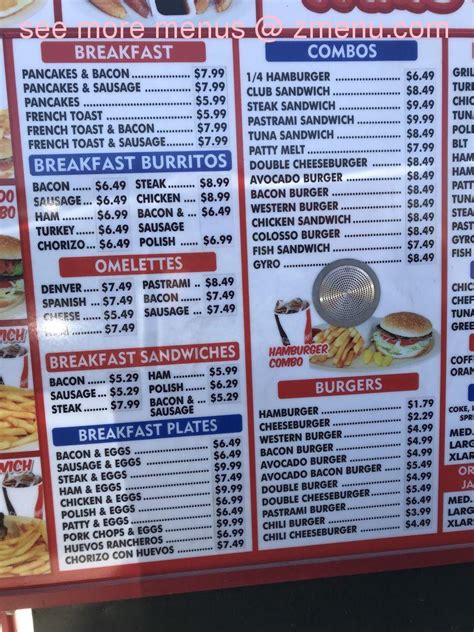 Menu At Tams Burgers Restaurant Whittier