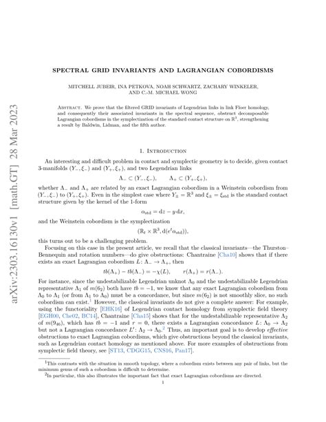 Pdf Spectral Grid Invariants And Lagrangian Cobordisms