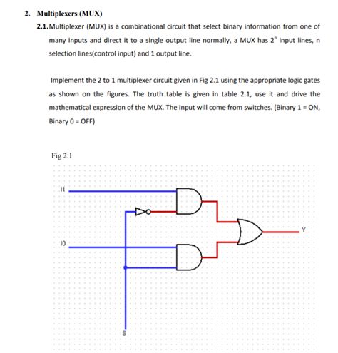 Solved 2 Multiplexers Mux 21 Multiplexer Mux Is A
