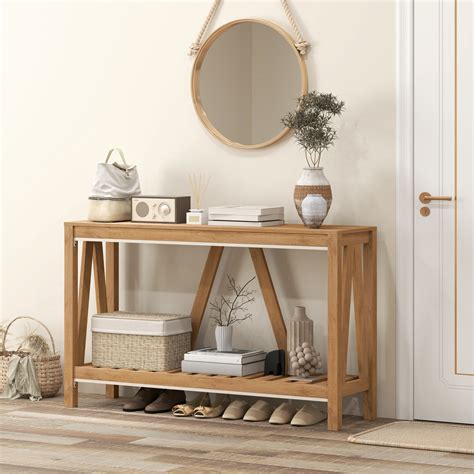 Homcom 52 Console Table Farmhouse Narrow Entryway Table With Storage