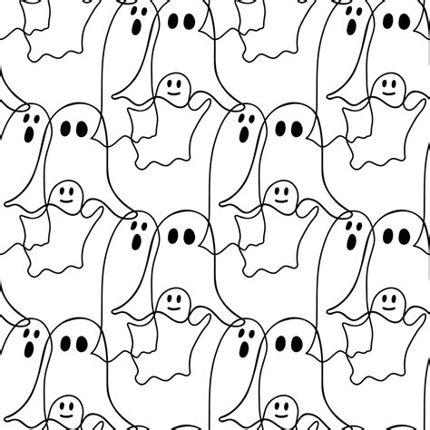 Seamless Pattern With Illustration Of Ghosts On A White Background 12627448 Vector Art At Vecteezy