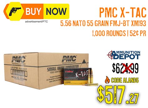 Pmc X Tac 556 Nato 55 Grain Fmj Bt Xm193 1000 Rounds — 51727 With