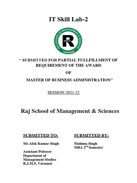 It Skill Lab 2 Raj School Of Management And Sciences Pdf Microsoft