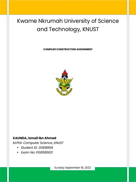 Csm 562 Compiler Construction Assignment Kaunda Pg8589621 M Phil Computer Science Knust Pdf