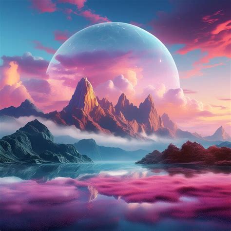 Premium Photo A Purple Planet Is Above The Water And The Sky Is Pink
