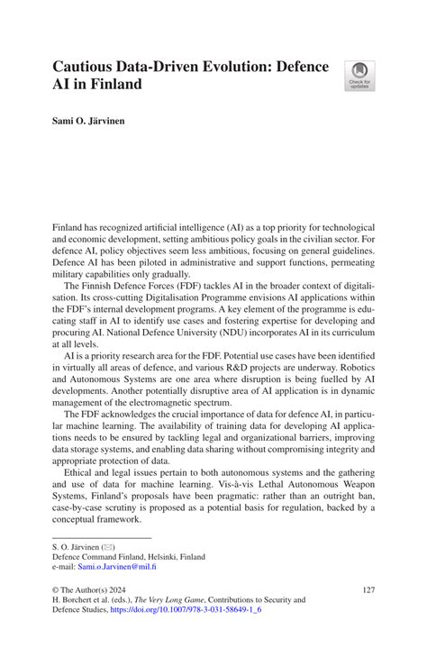 Pdf Cautious Data Driven Evolution Defence Ai In Finland