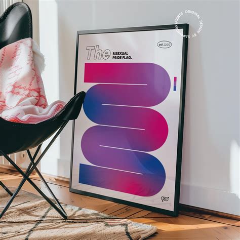 Bisexual Pride Flag Retro Print Lgbtqia Wall Art Etsy