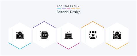 Editorial Design 25 Glyph Icon Pack Including Document Designer Grid Graphic Designing