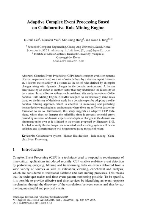 Pdf Adaptive Complex Event Processing Based On Collaborative Rule