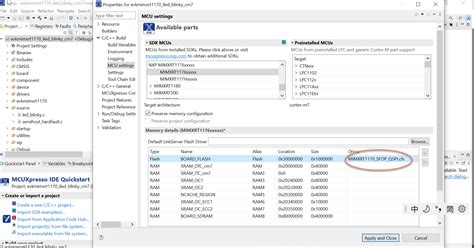 error faced during debugging a newly created project in mcuxpresso ide