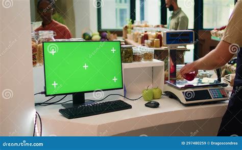 Vendor At Checkout Uses Greenscreen Stock Video Video Of Owner Vendor 297480259