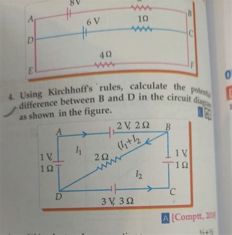 Using Kirchhoffs Rules Calculate The Potenter Difference Between B And