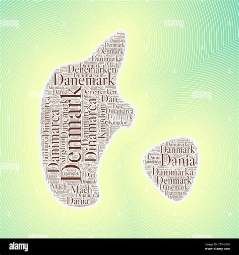 Denmark Shape Formed By Country Name In Multiple Languages Denmark