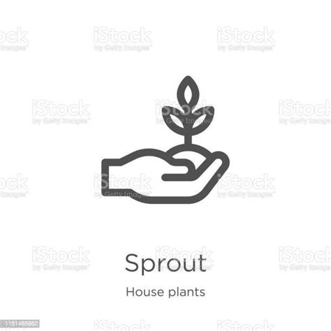 집 식물 컬렉션에서 새싹 아이콘 벡터입니다 얇은 라인 새싹 개요 아이콘 벡터 일러스트 레이 션 윤곽 웹 사이트 디자인 및 모바일