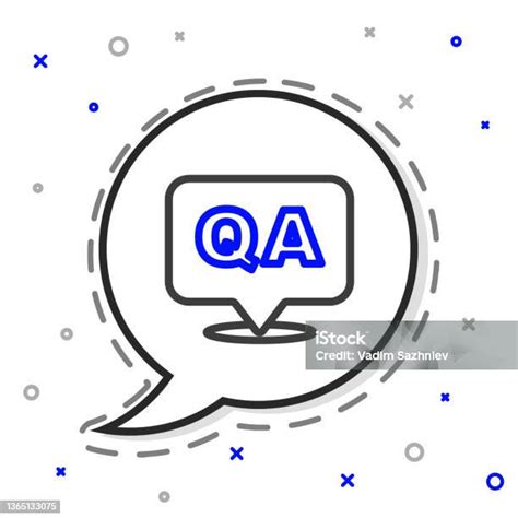 흰색 배경에서 격리된 질문 및 답변 아이콘이 있는 선 음성 거품입니다 Q 및 기호 Faq 기호 채팅 음성 거품 및 차트 다채로운