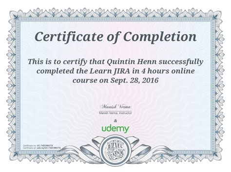 Quintin Henn On Linkedin Completion Certificate For Learn Jira In 4 Hours