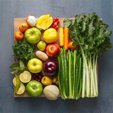 Healthy Eating Vegetables Including Kale Kale Celery And Carrots Fruits