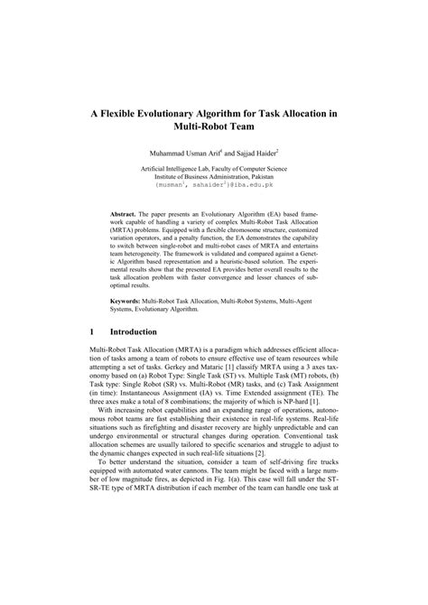 Pdf A Flexible Evolutionary Algorithm For Task Allocation In Multi