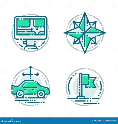 Navigation Direction Maps Sign Traffic And More Thin Line Icons Set