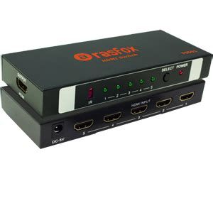 Amazon Com Rasfox HD501 Powered 5 Port HDMI Switch Switcher Selector Splitter With IR Remote