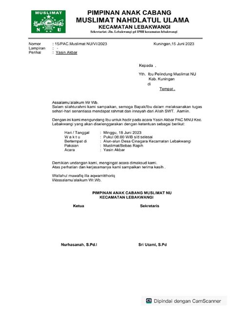 Surat Undangan Yasin Akbar Pdf