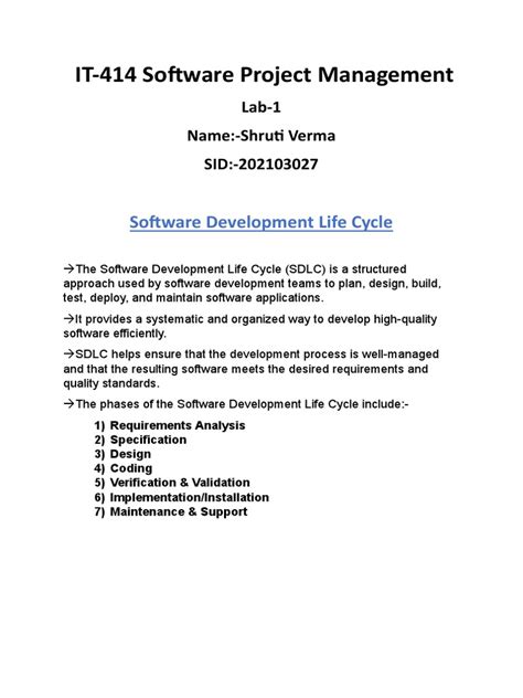 Spm Lab 1 Pdf Software Testing Integrated Development Environment