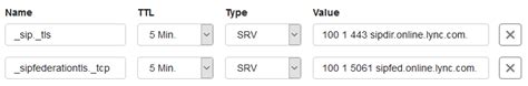 setting an srv record transip