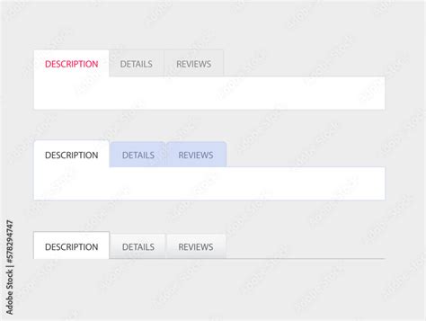 Tabs Menu Bar Web Ui Interface Template Element Design Vector Set