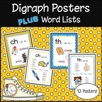 Digraph Posters Word Lists Th Sh Ch Wh Qu Ck Digraph Word List Phonics Activities