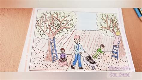 رسم مشهد جني الزيتون🫒 للأطفال🤩 Youtube