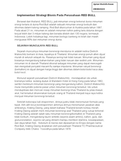 Implementasi Strategi Bisnis Pada Perusahaan Red Bull Pdf