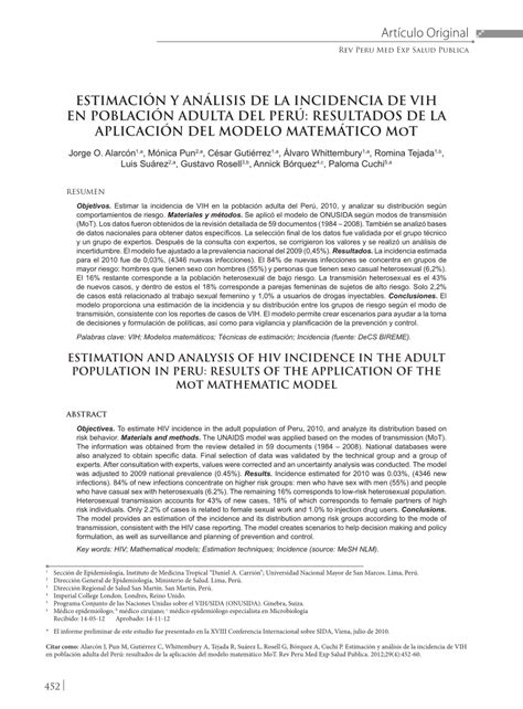 Pdf Estimation And Analysis Of Hiv Incidence In The Adult Population