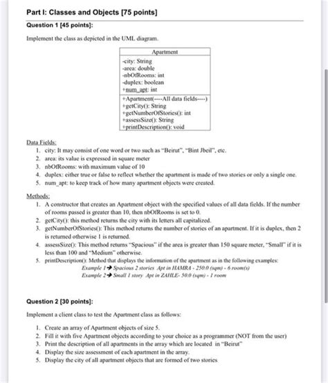 Solved Part 1 Classes And Objects 75 Points Question 1