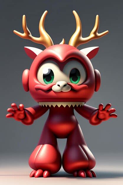 만화 애니메이션 중국 용 아기 의인화 된 3d 렌더링 캐릭터 모델 그림 제품 프리미엄 사진