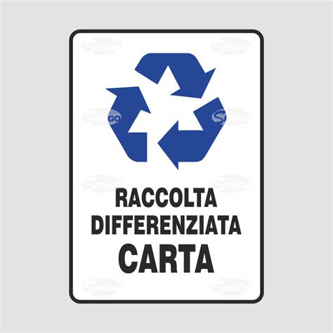 Cartello Raccolta Differenziata Carta Serigo Serigrafia