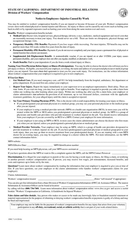 Free California California Workers Compensation Labor Law Poster 2026