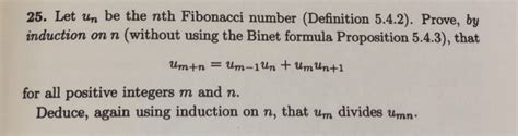 Solved 25 Let Un Be The Nth Fibonacci Number Definition