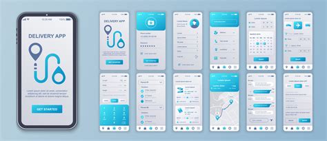 Delivery Mobile App Interface Screens Template Set Account Login