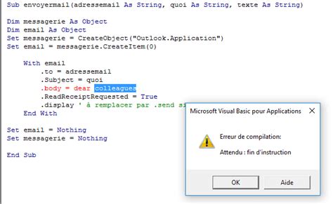 Macro Pour Envoyer Un Mail Outlook