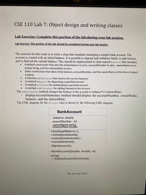 Solved Cse 110 Lab 7 Object Design And Writing Classes Lab