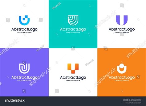 Set Colorful Letter U Logo Design Stock Vector Royalty Free