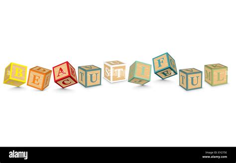 Beautiful Written With Alphabet Blocks Vector Illustration Stock