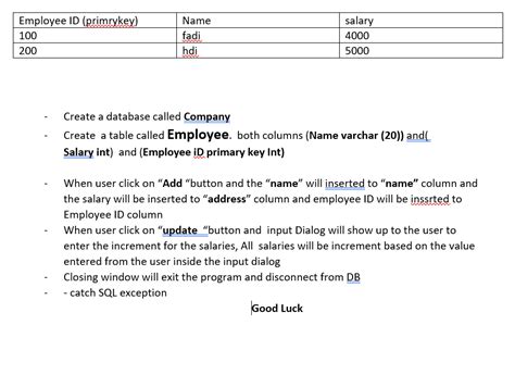 solved create a database called company create a table