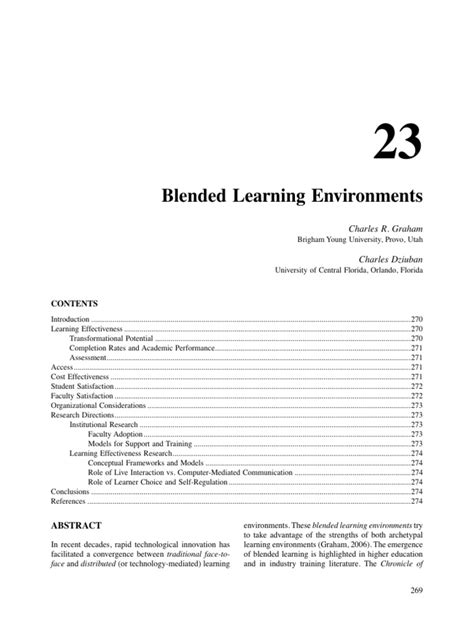 Blended Learning Environments Pdf Educational Assessment Learning