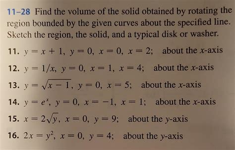 Solved Find The Volume Of The Solid Obtained By Chegg
